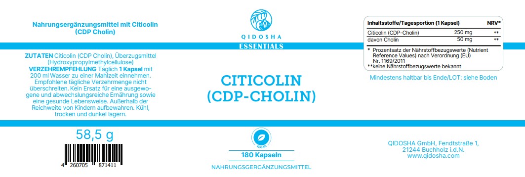 Citicolin (CDP-Cholin) Kapseln mit 250mg je Kapsel online kaufen – QIDOSHA