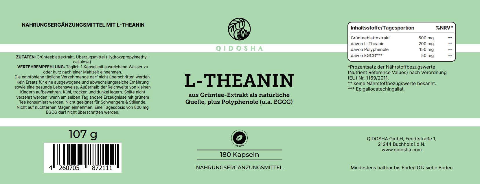 L-Theanin plus EGCG aus Grüntee-Extrakt Kapseln kaufen – QIDOSHA