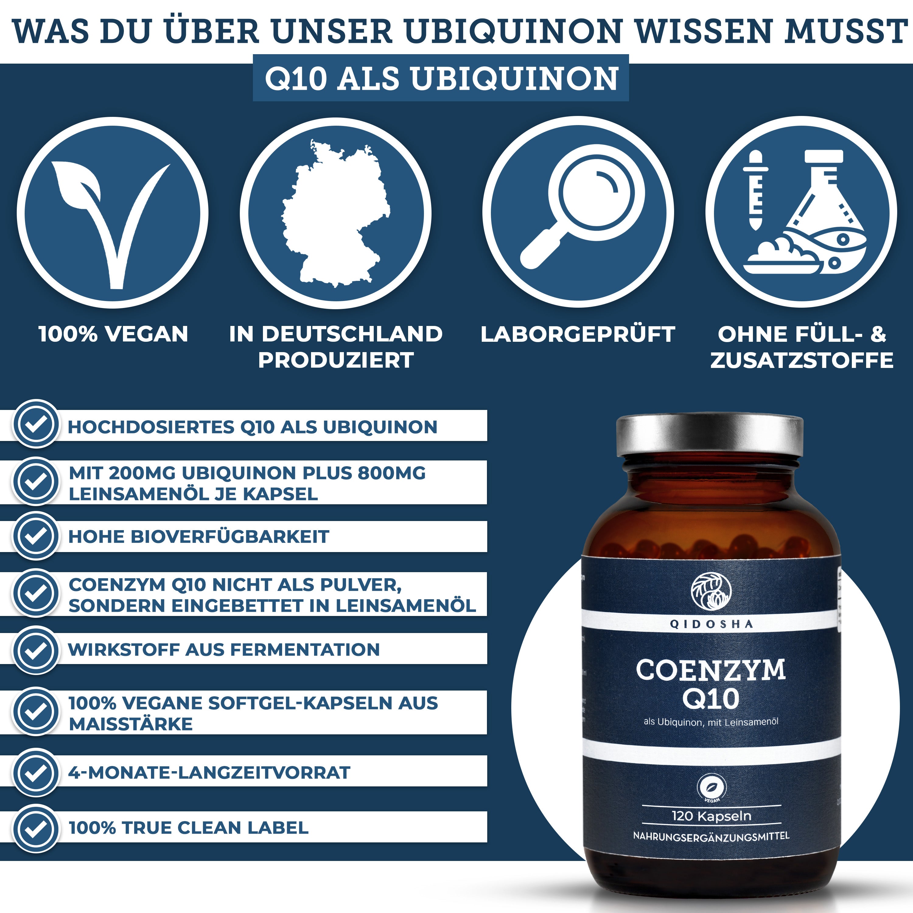 Coenzym Q10 als Ubiquinon mit 200mg Q10 je Kapsel online kaufen – QIDOSHA