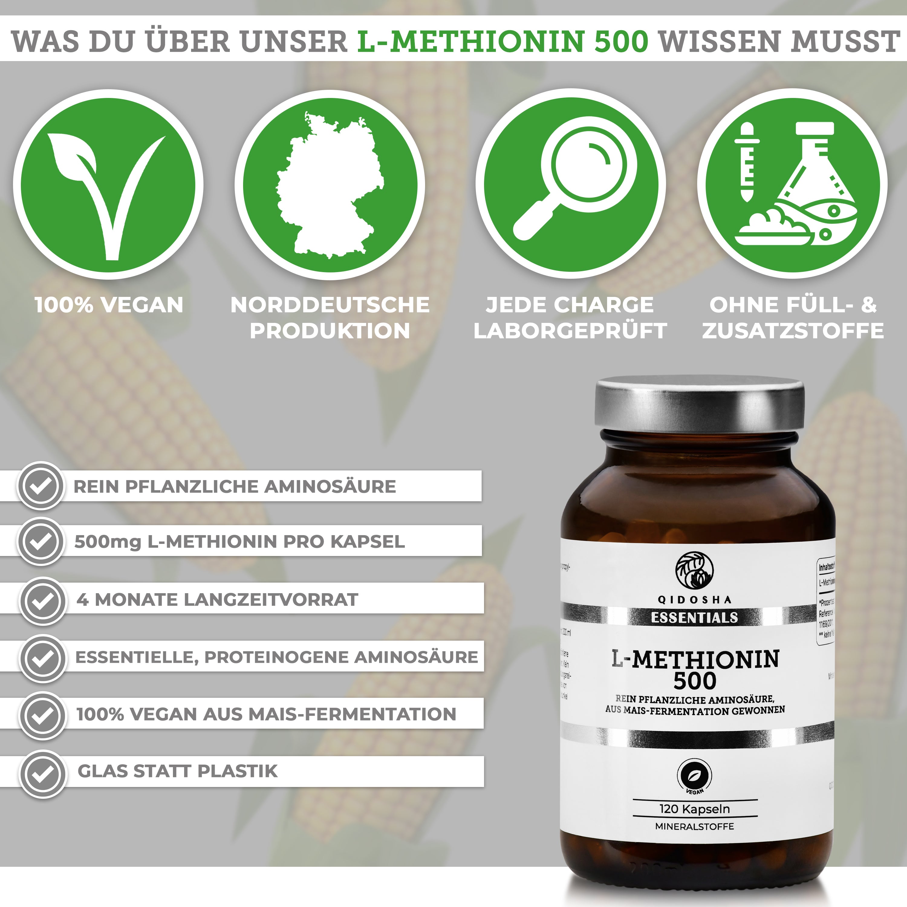 Aminosäure L-Methionin vegan und hochdosiert in Kapseln online kaufen ...
